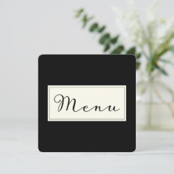 Modern simple classic menu card black DIY | Zazzle