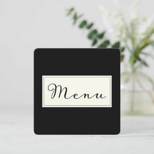 Modern simple classic menu card black DIY | Zazzle