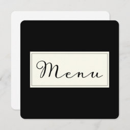 Modern simple classic menu card black DIY | Zazzle