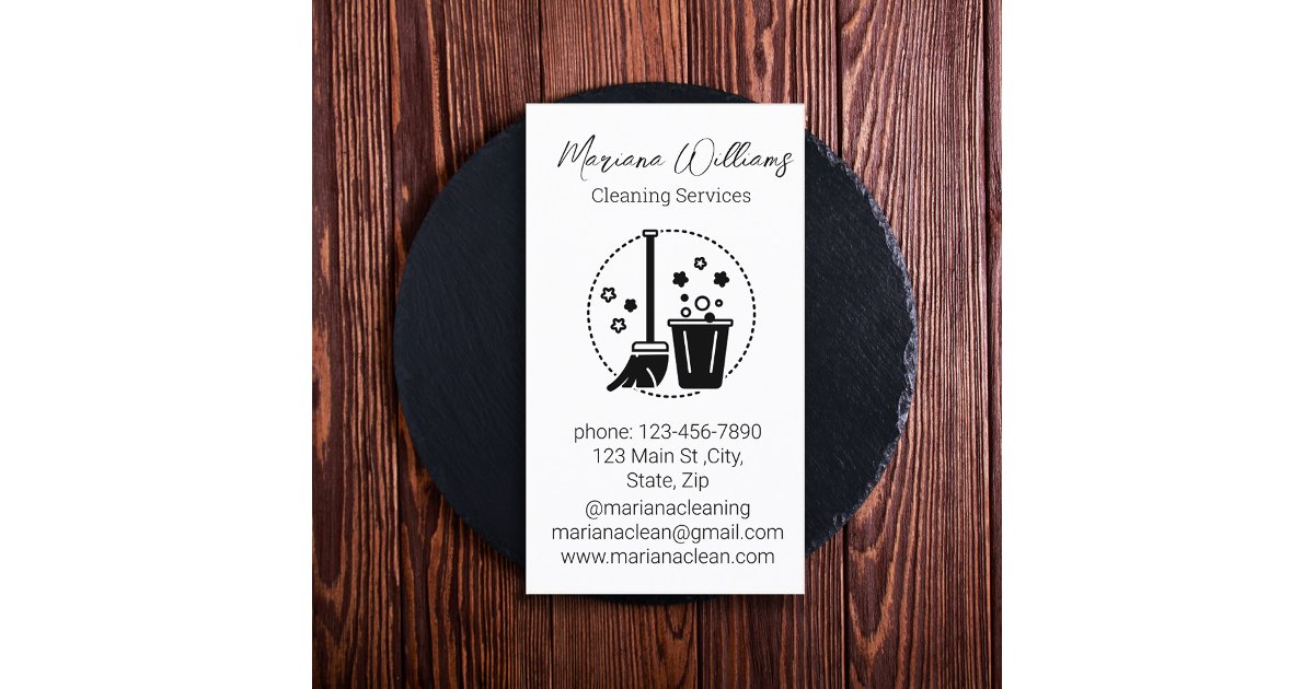 modern simple cleaning services logo white business card | Zazzle