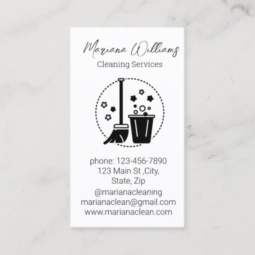 modern simple cleaning services logo white business card | Zazzle