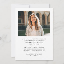 Modern Simple College High School Photo Graduation Invitation | Zazzle