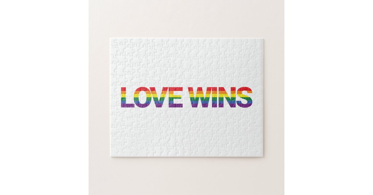 Modern, simple, colorful, vibrant design Love Wins Jigsaw Puzzle | Zazzle