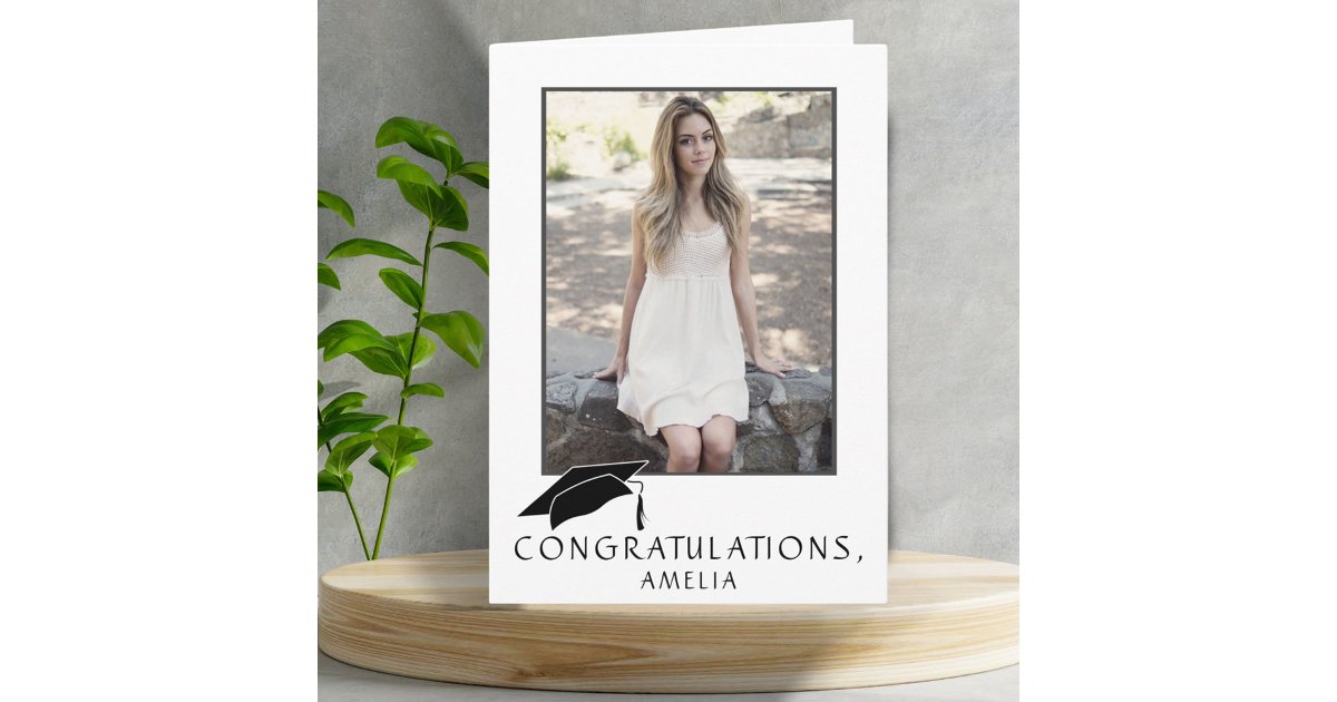 Modern Simple Congratulations Graduation Photo Card | Zazzle