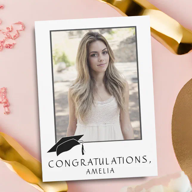 Modern Simple Congratulations Graduation Photo Card | Zazzle