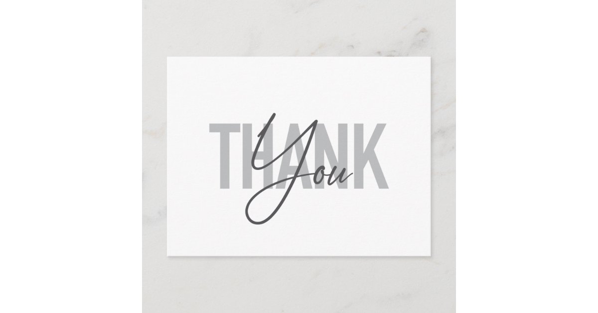 Modern, simple, cool typography of Thank You Postcard | Zazzle