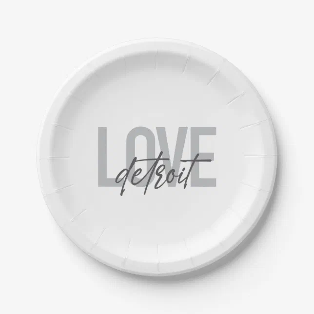 Modern, simple, cool, urban design Love Detroit Paper Plates | Zazzle