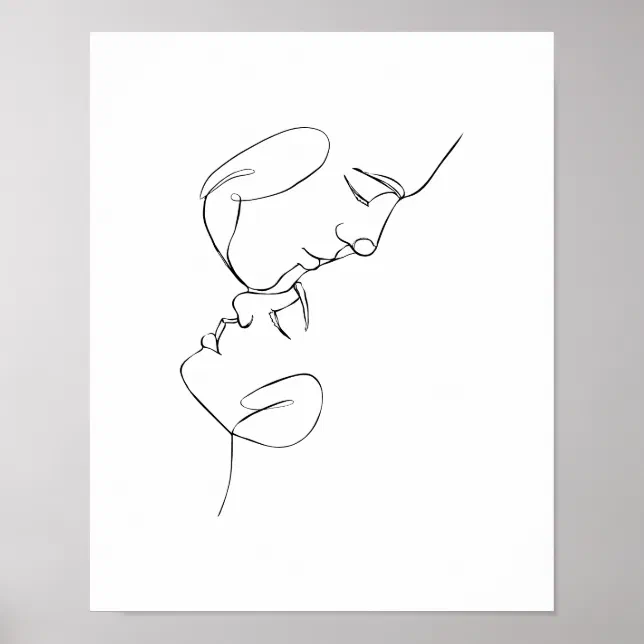 Modern Simple Couple Line Art Poster | Zazzle