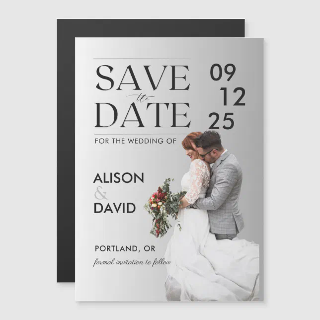 Modern Simple Couple Photo Save The Date Template Magnetic Invitation ...
