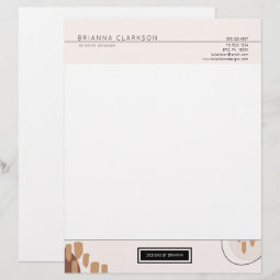 Modern Simple Cream and Earth Tones Abstract Art Letterhead | Zazzle