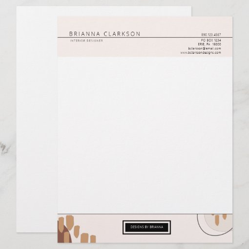 Modern Simple Cream and Earth Tones Abstract Art Letterhead | Zazzle