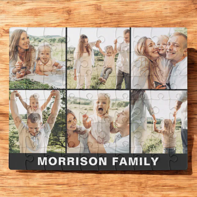 Modern Simple Custom 6 Photo Collage Jigsaw Puzzle | Zazzle