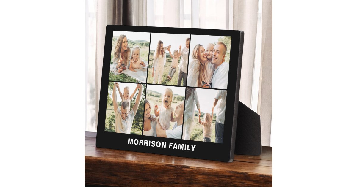 Modern Simple Custom 6 Photo Collage Plaque | Zazzle