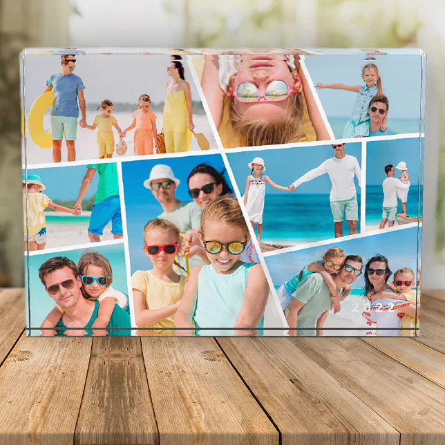 Modern Simple Custom 9 Images Collage Photo Block | Zazzle