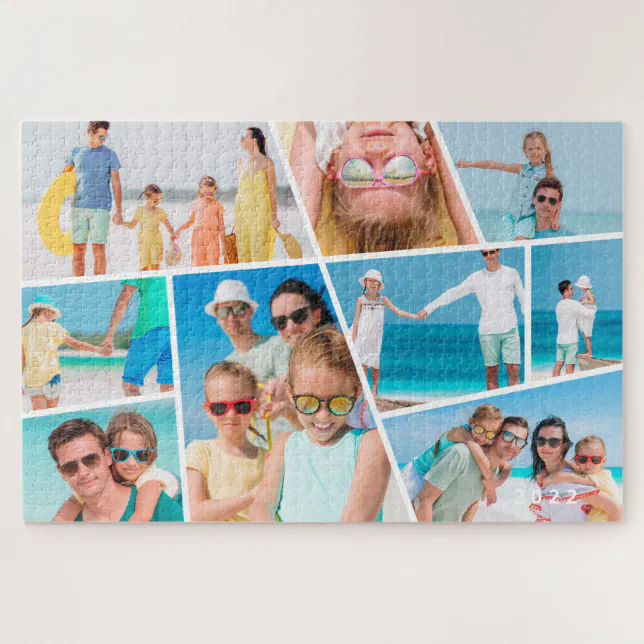 Modern Simple Custom 9 Images Collage Photos Jigsaw Puzzle | Zazzle