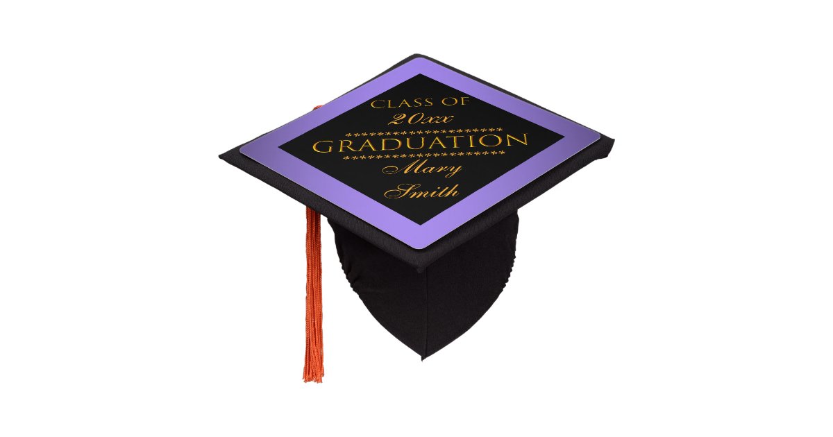 Modern Simple Customize Gold Purple Graduation Cap Topper | Zazzle