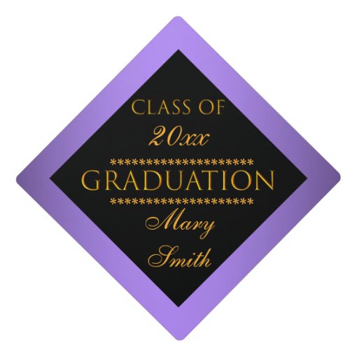 Modern Simple Customize Gold Purple Graduation Cap Topper | Zazzle