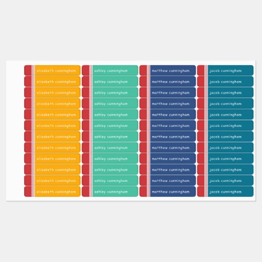 Modern Simple Cute Fun Playful Pencils Names Kids' Labels | Zazzle