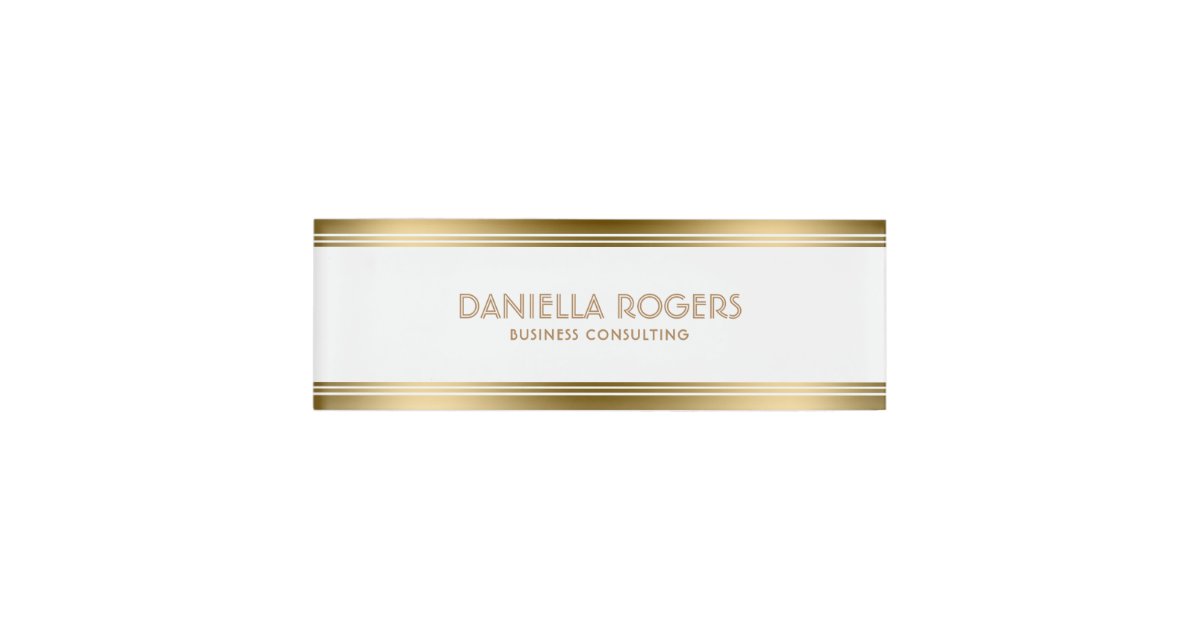 Modern Simple Decorative Gold Stripes Border Name Tag | Zazzle