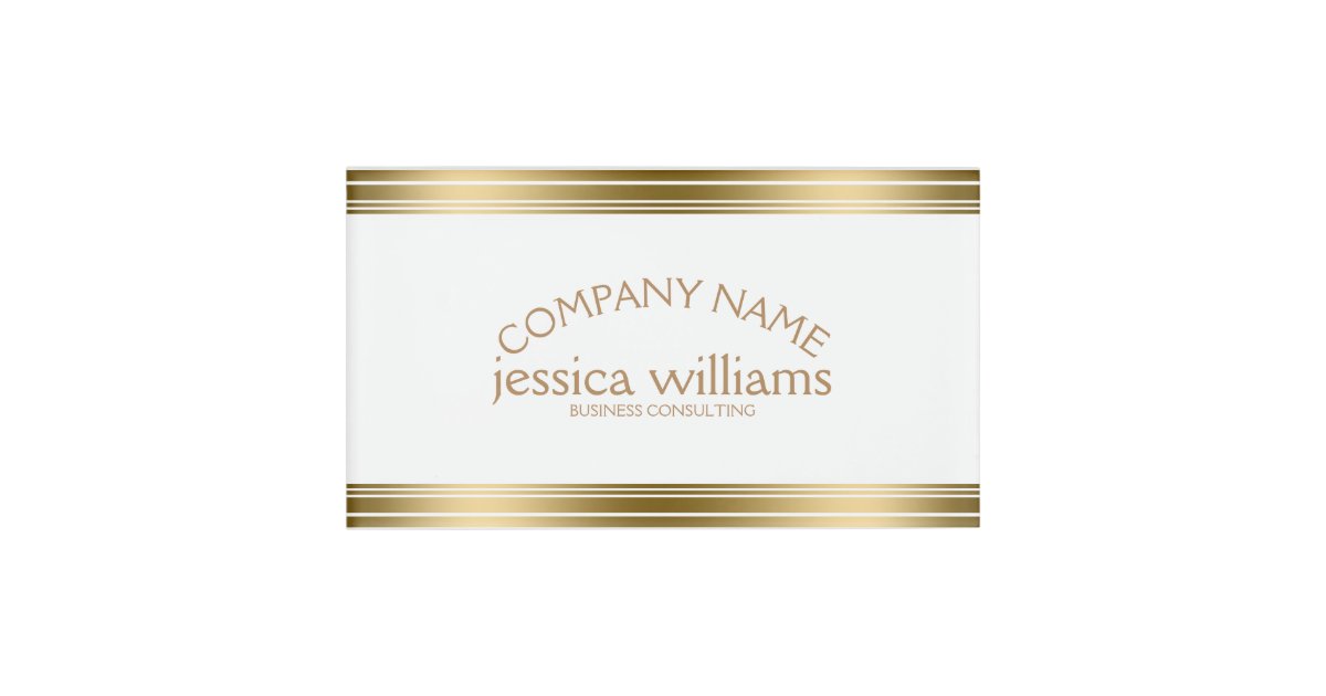 Modern Simple Decorative Gold Stripes Name Tag | Zazzle