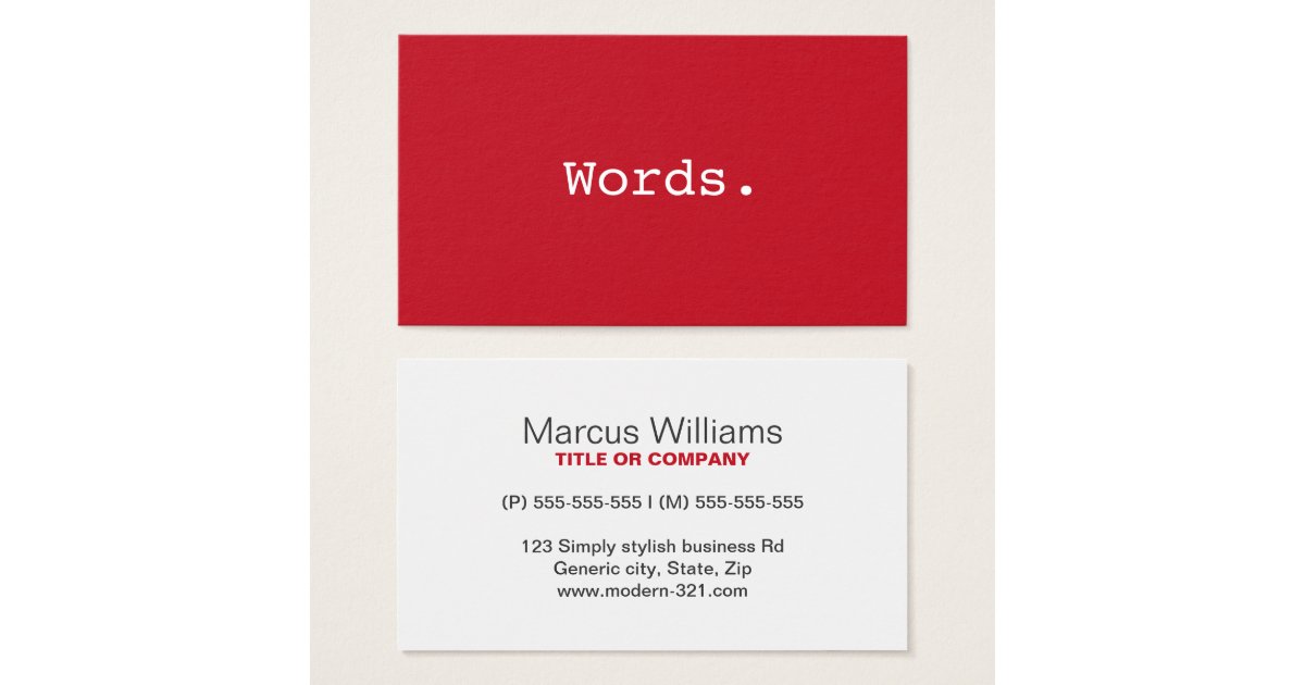 Modern simple deep red writer publisher editor business card | Zazzle.com