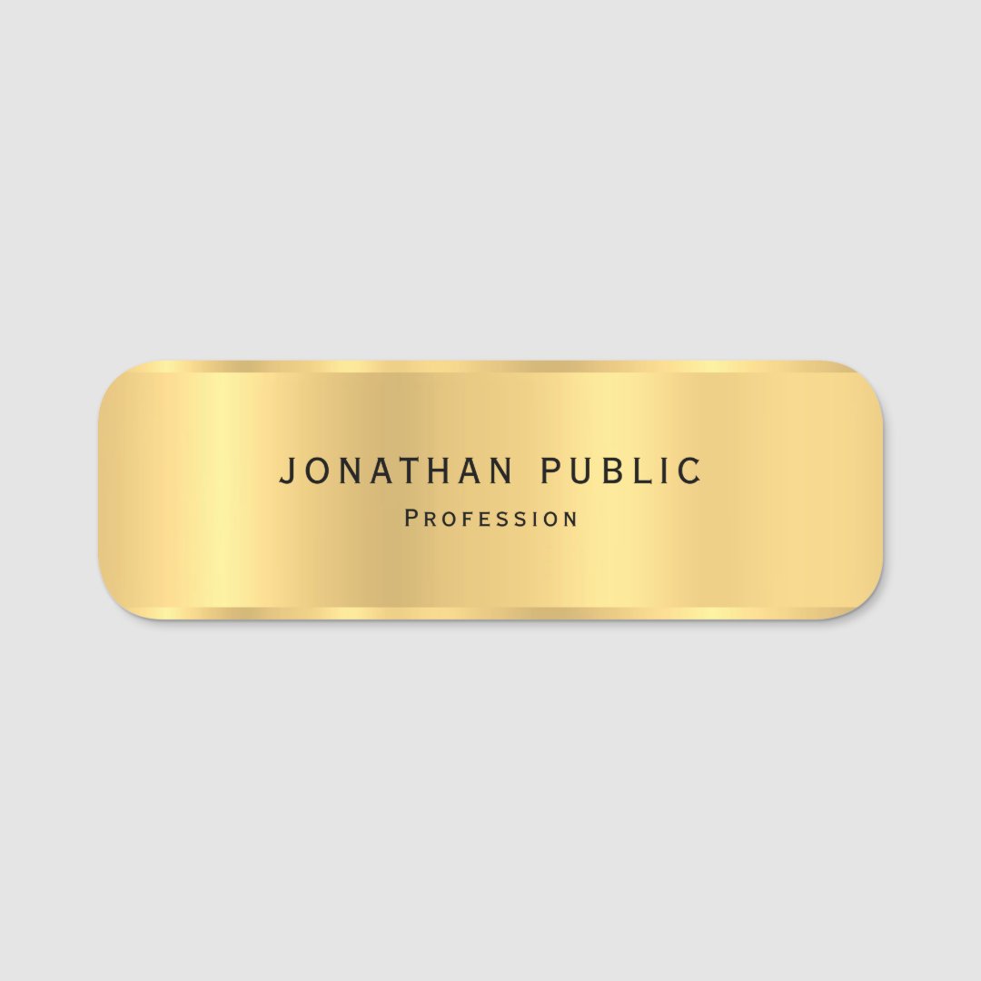Modern Simple Design Elegant Glam Gold Template Name Tag | Zazzle