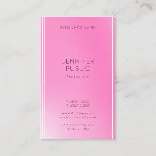 Modern Simple Design Elegant Pink Template Trendy Business Card | Zazzle
