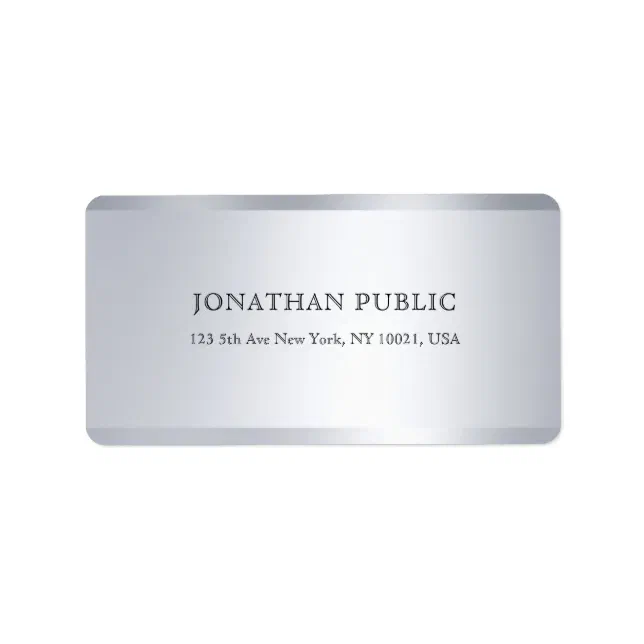 Modern Simple Design Silver Look Elegant Top Plain Label | Zazzle