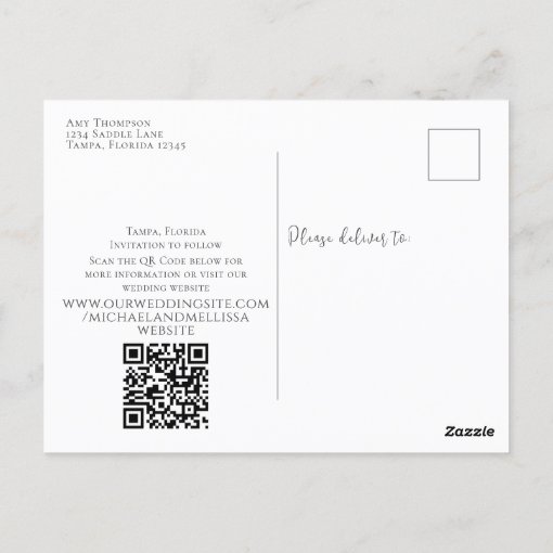 Modern Simple Dusty Rose Floral Photo QR Code Postcard | Zazzle