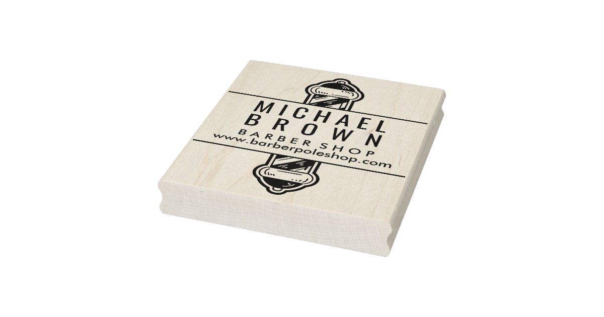 Modern Simple Elegant Barber Pole Rubber Stamp | Zazzle