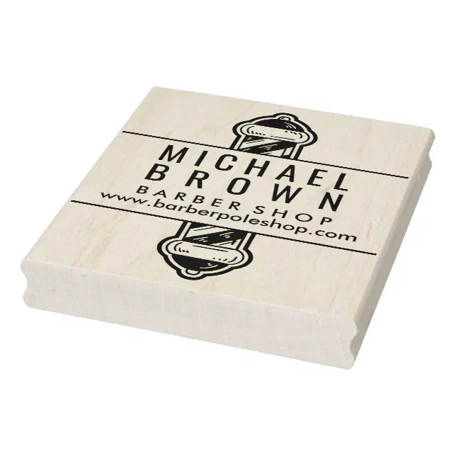 Modern Simple Elegant Barber Pole Rubber Stamp | Zazzle