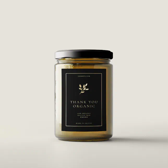 Modern Simple Elegant Black Gold Boho Jar Food Label | Zazzle