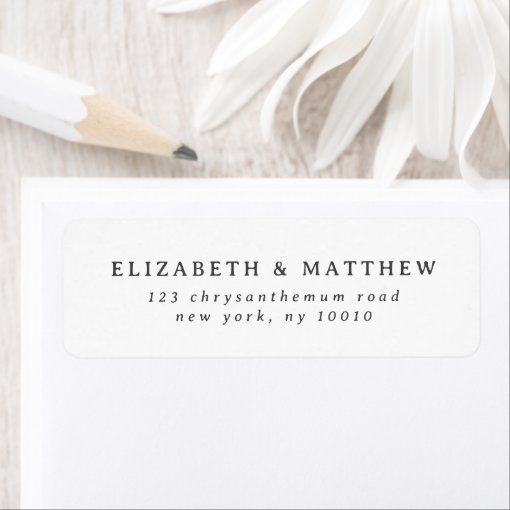 Modern Simple Elegant Chic Wedding Return Address Label | Zazzle