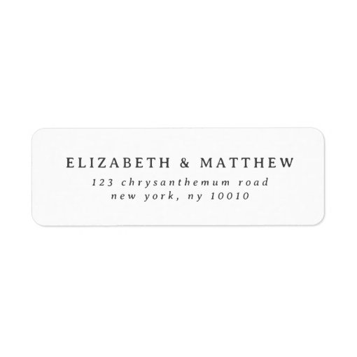 Modern Simple Elegant Chic Wedding Return Address Label | Zazzle