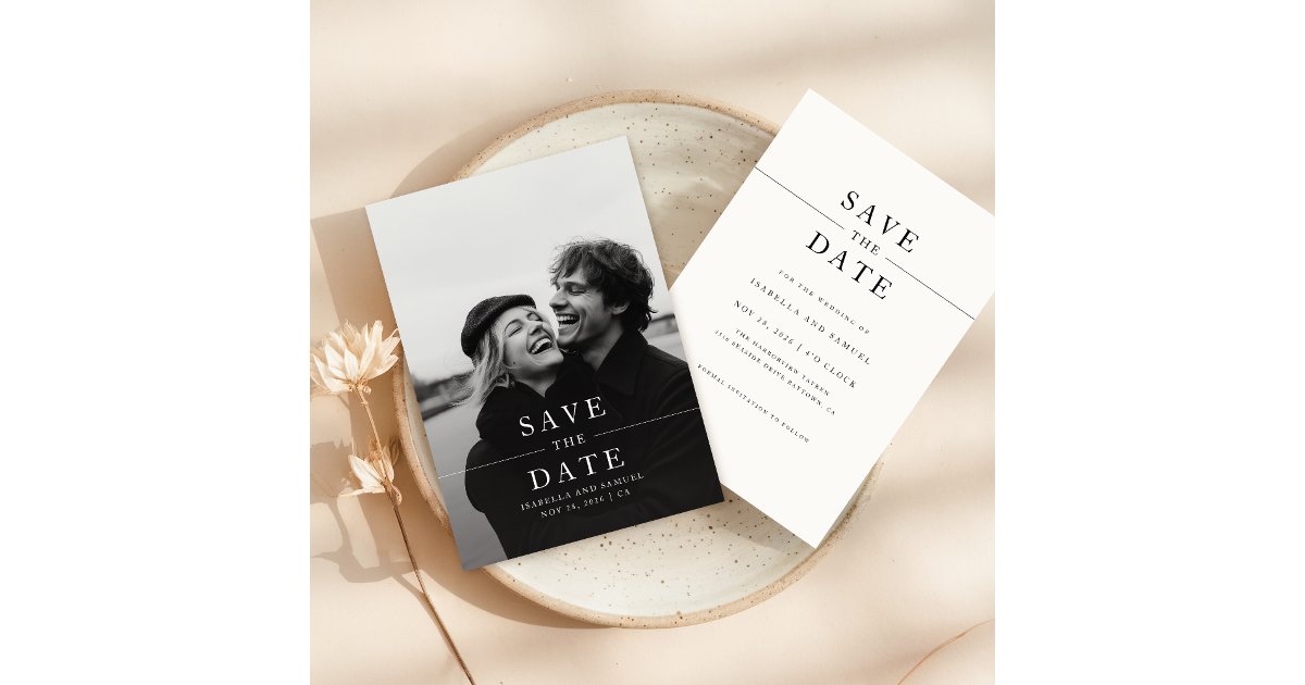 Modern Simple Elegant Photo Wedding Save The Date Invitation | Zazzle