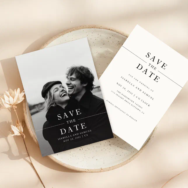 Modern Simple Elegant Photo Wedding Save The Date Invitation | Zazzle