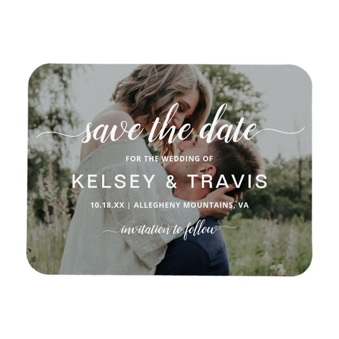 Modern Simple Elegant Photo Wedding Save The Date Magnet | Zazzle