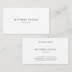 Modern Simple Elegant Professional Plain White Business Card | Zazzle