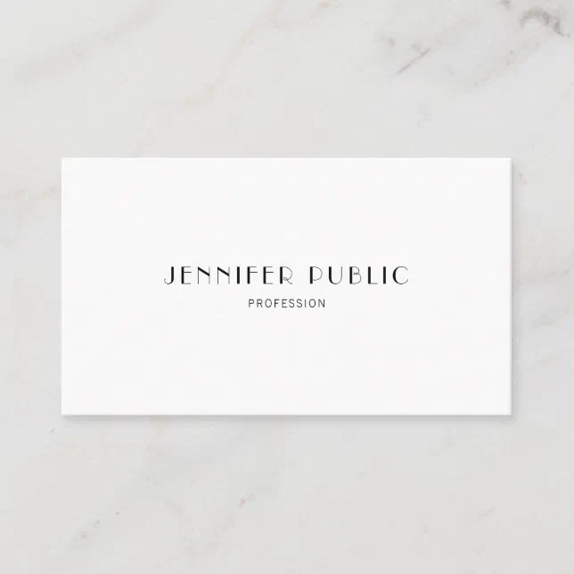Modern Simple Elegant Professional Plain White Business Card | Zazzle