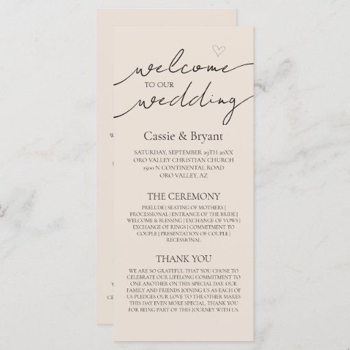 Modern Simple Elegant Script Wedding Program | Zazzle
