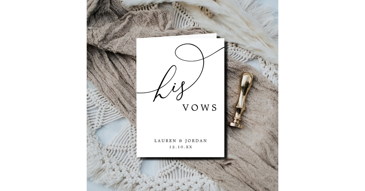 Modern Simple Elegant Wedding His Vows Card | Zazzle