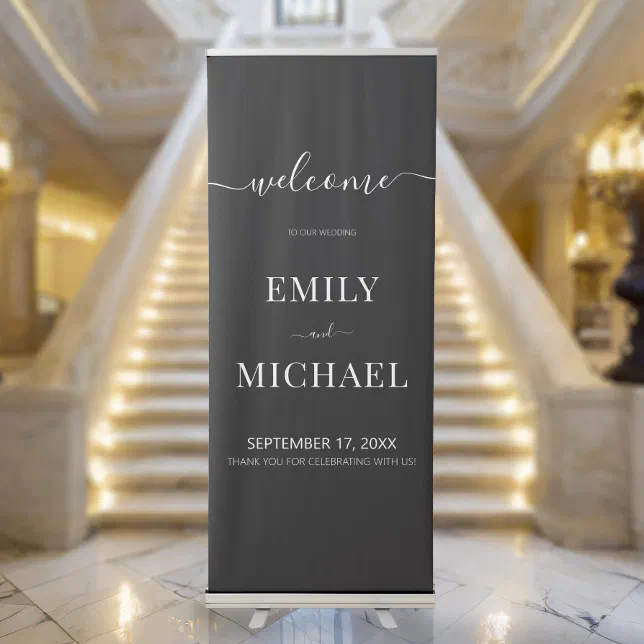 Modern Simple Elegant Wedding Welcome Retractable Banner | Zazzle