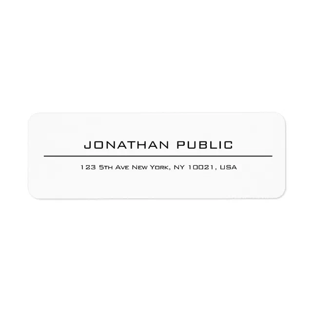 Modern Simple Elegant White Professional Address Label | Zazzle