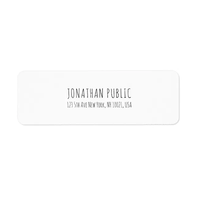 Modern Simple Elegant White Professional Plain Label | Zazzle