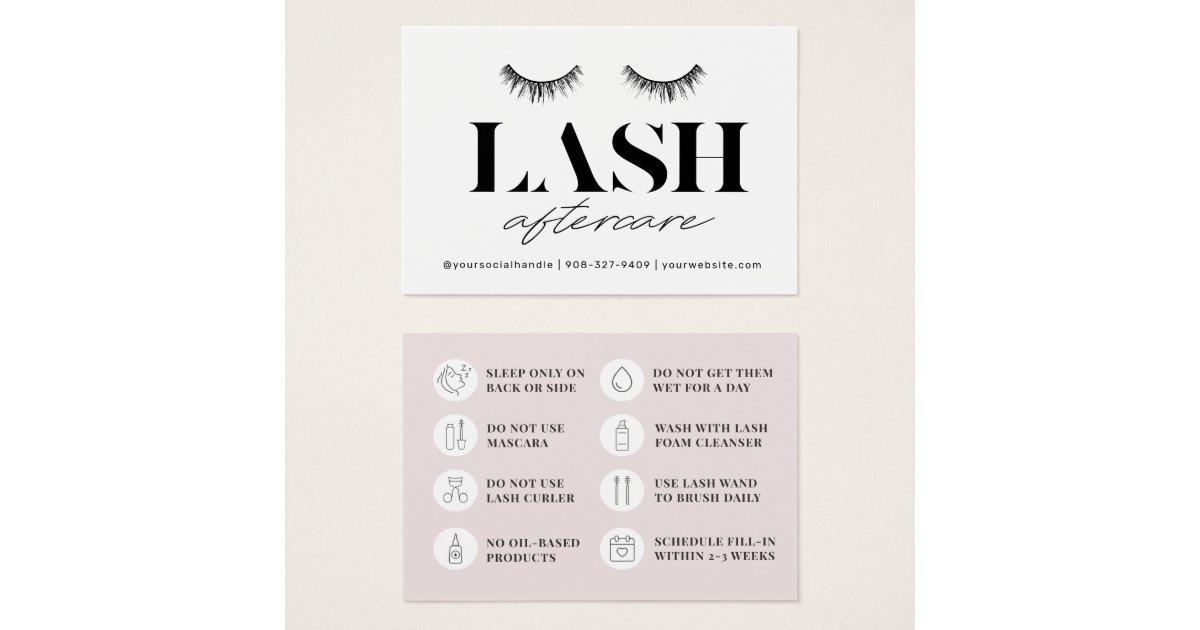 Modern Simple Eyelash Extensions Lash Aftercare | Zazzle