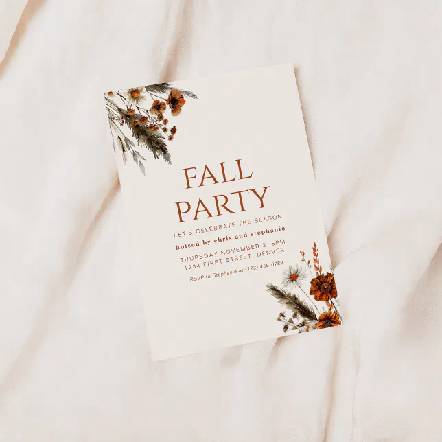 Modern Simple Fall Party Invite | Zazzle