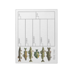 Modern Simple Fisherman Fish Weekly Calendar Notepad | Zazzle