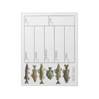 Modern Simple Fisherman Fish Weekly Calendar Notepad | Zazzle