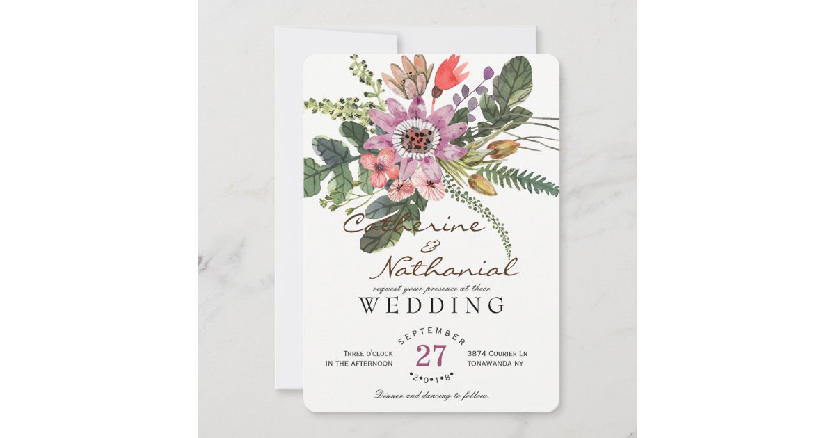 Modern Simple Floral Wedding Invitation | Zazzle