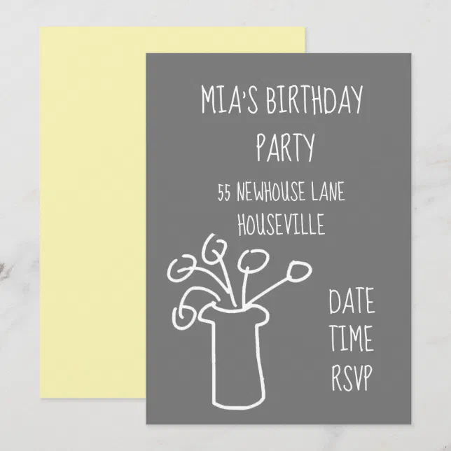 Modern simple flower stylish boho Party Invitation | Zazzle